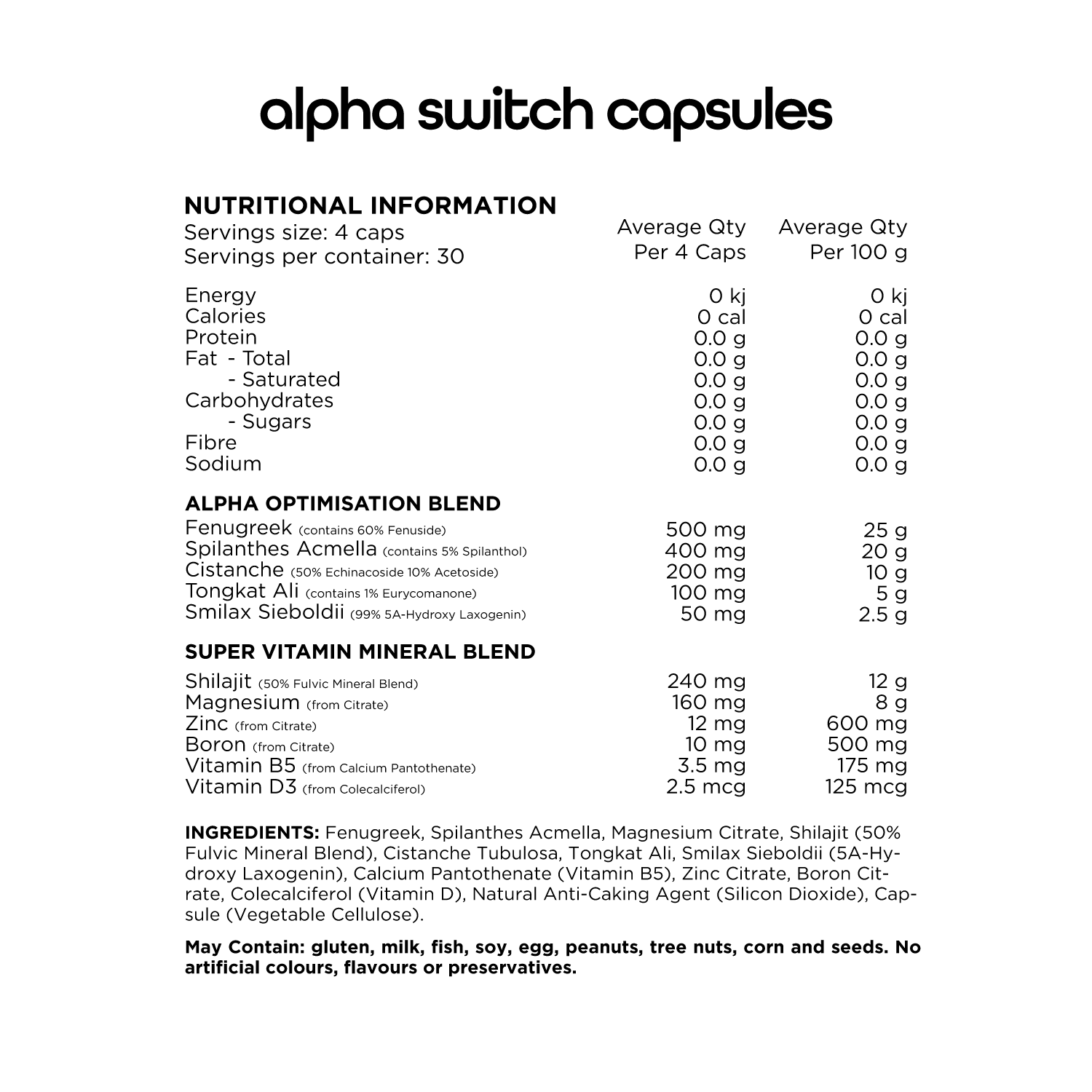 Alpha Switch | Male support formula | Vegan Friendly | Gluten, lactose ...