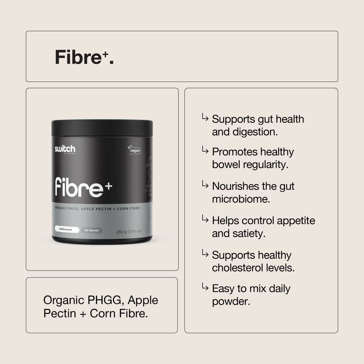 Fibre+ | Organic PHGG, Apple Pectin + Corn Fibre – Switch Nutrition